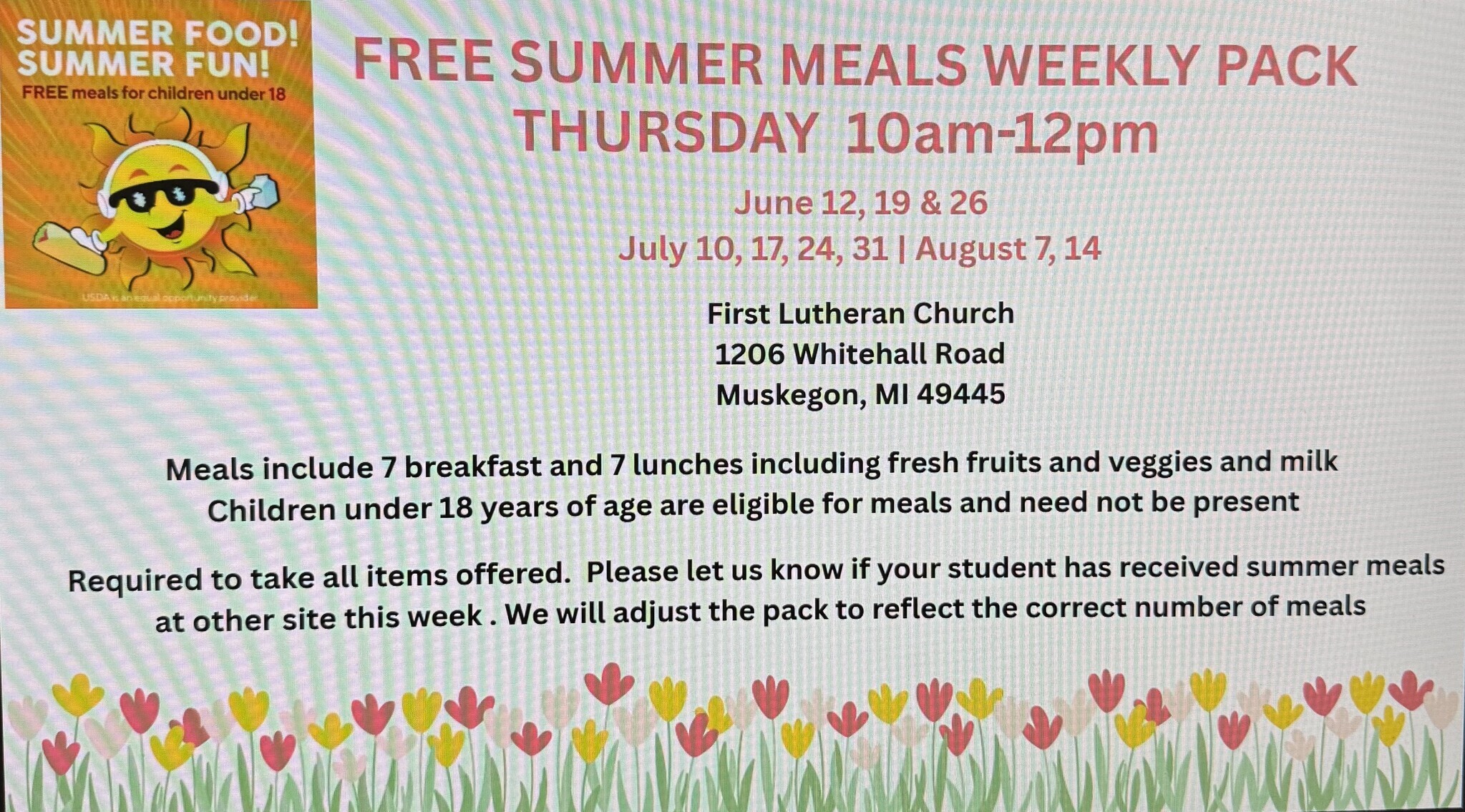Free Summer Meals Weekly Pack