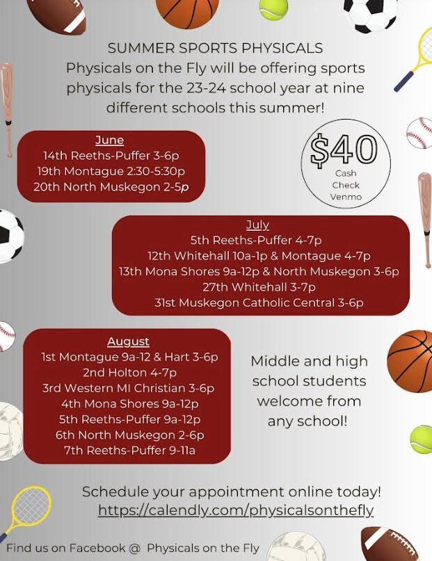 Summer Sports Physicals for 6th -12th Grades